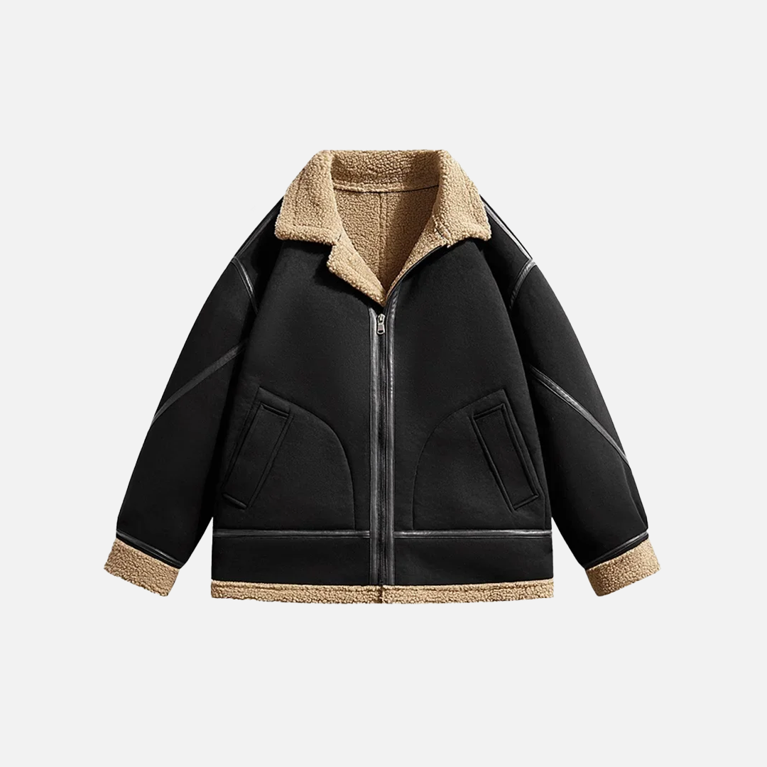 Windproof Fleece-Lined Faux Shearling Aviator Jacket – DAXUEN