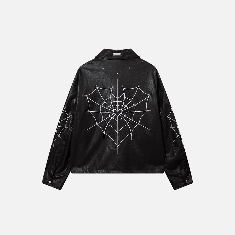 Y2K Spider Web Motorcycle Jacket – DAXUEN | Streetwear & Aesthetics