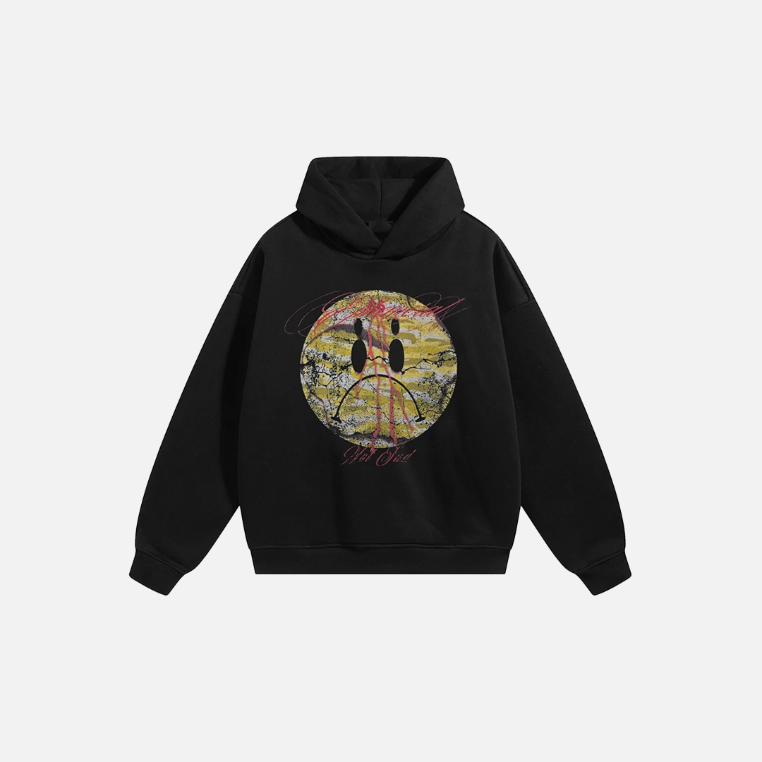Y2K Graffiti Sad Face Graphic Hoodie – DAXUEN