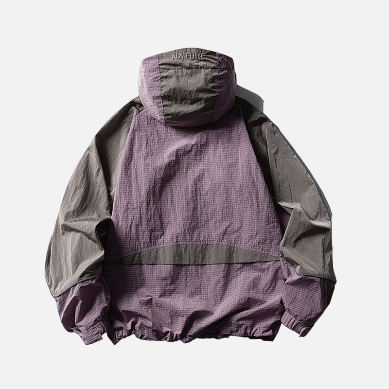 Waterproof Color Block Outdoor Hooded Winbreaker Jacket – DAXUEN
