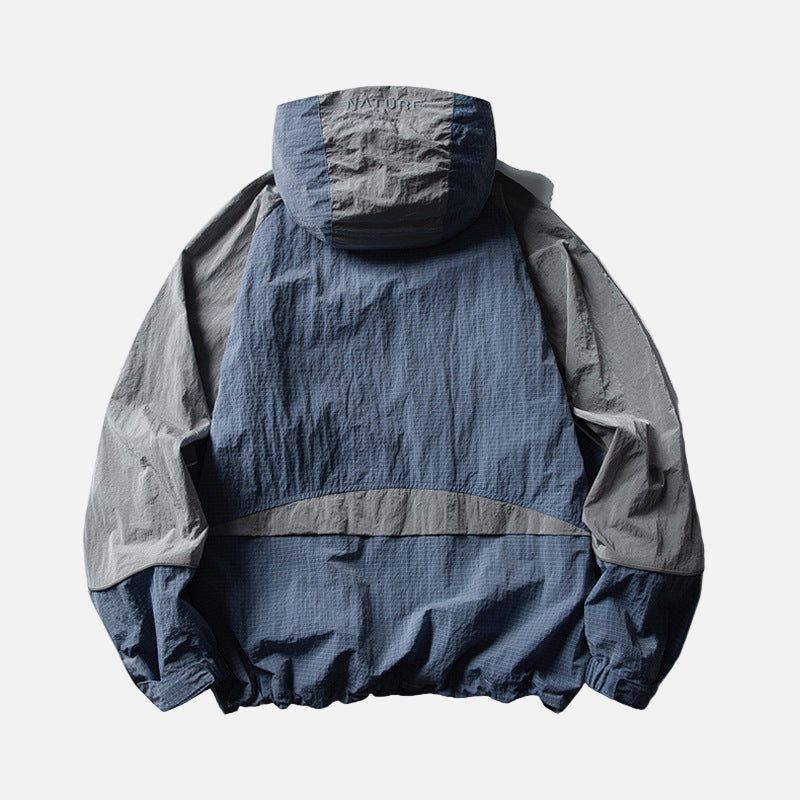 Waterproof Color Block Outdoor Hooded Winbreaker Jacket – DAXUEN