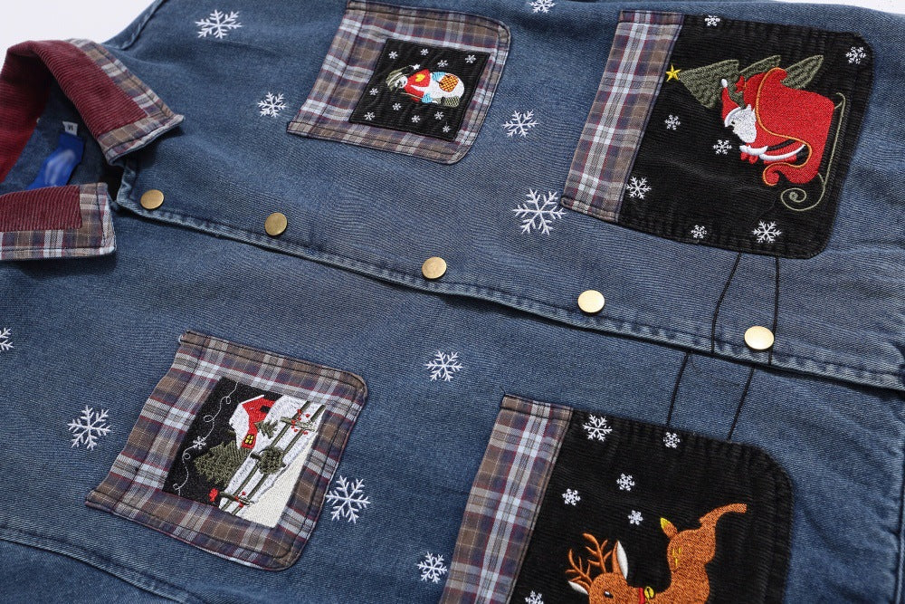 Embroidered Punk Style Cartoon Denim Jacket – DAXUEN