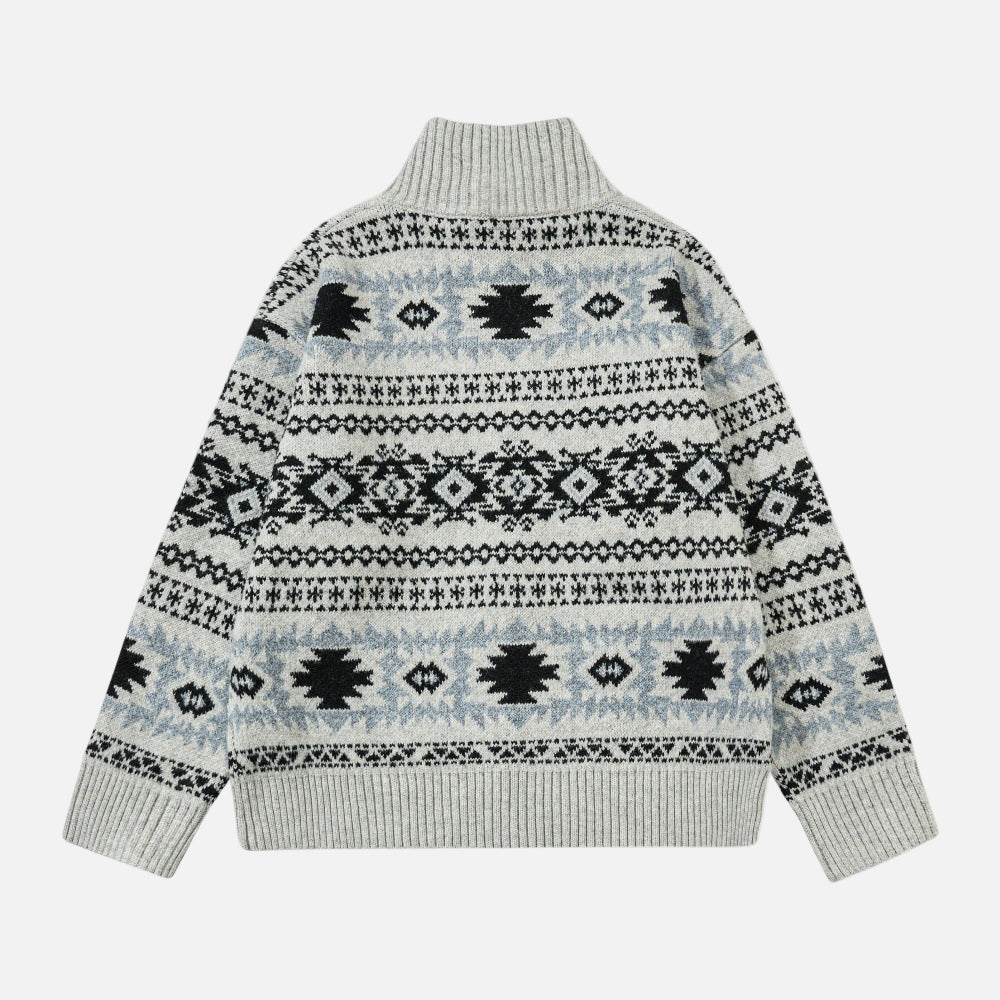 Vertical Collar Jacquard Pattern Cardigan – DAXUEN