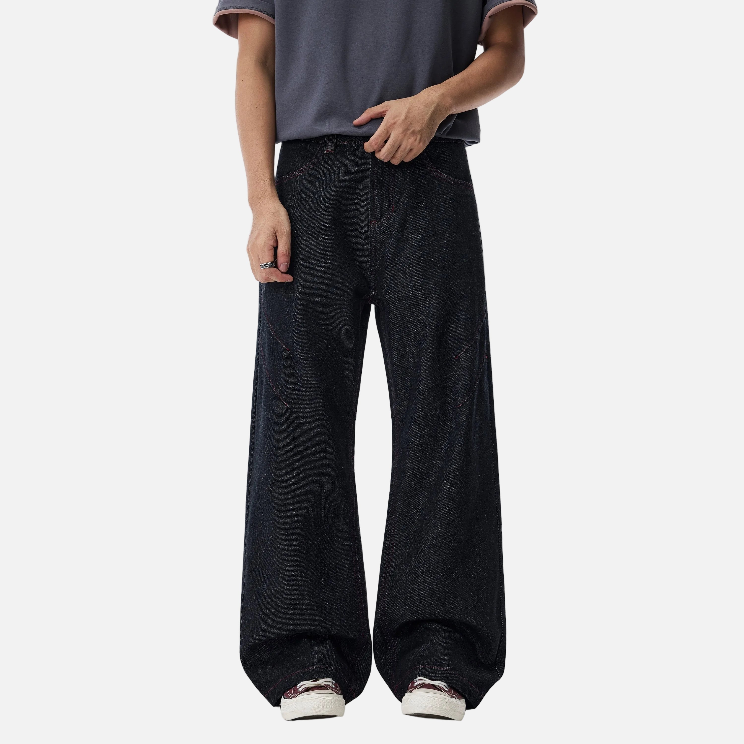 American Style Red Line Boyfriend Jeans – DAXUEN