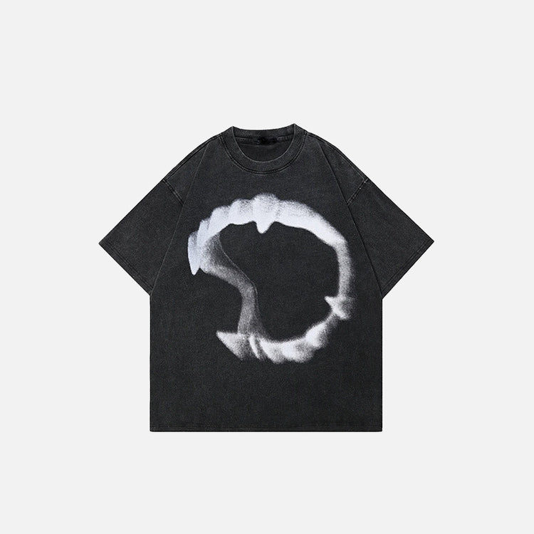 Retro Graphic Teeth Washed T-Shirt – DAXUEN