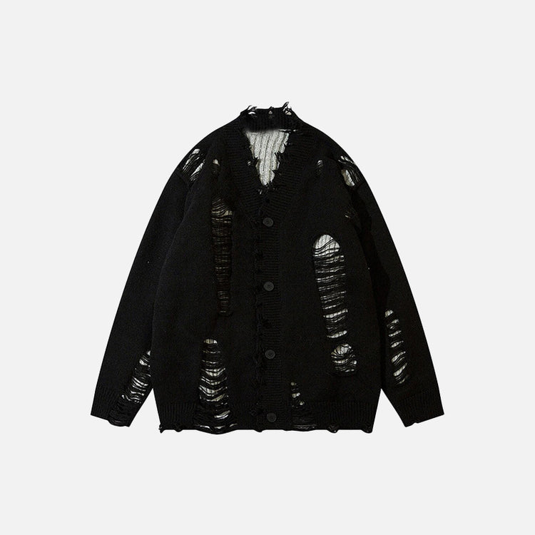 Y2K Ripped V-neck Knitted Cardigan – DAXUEN