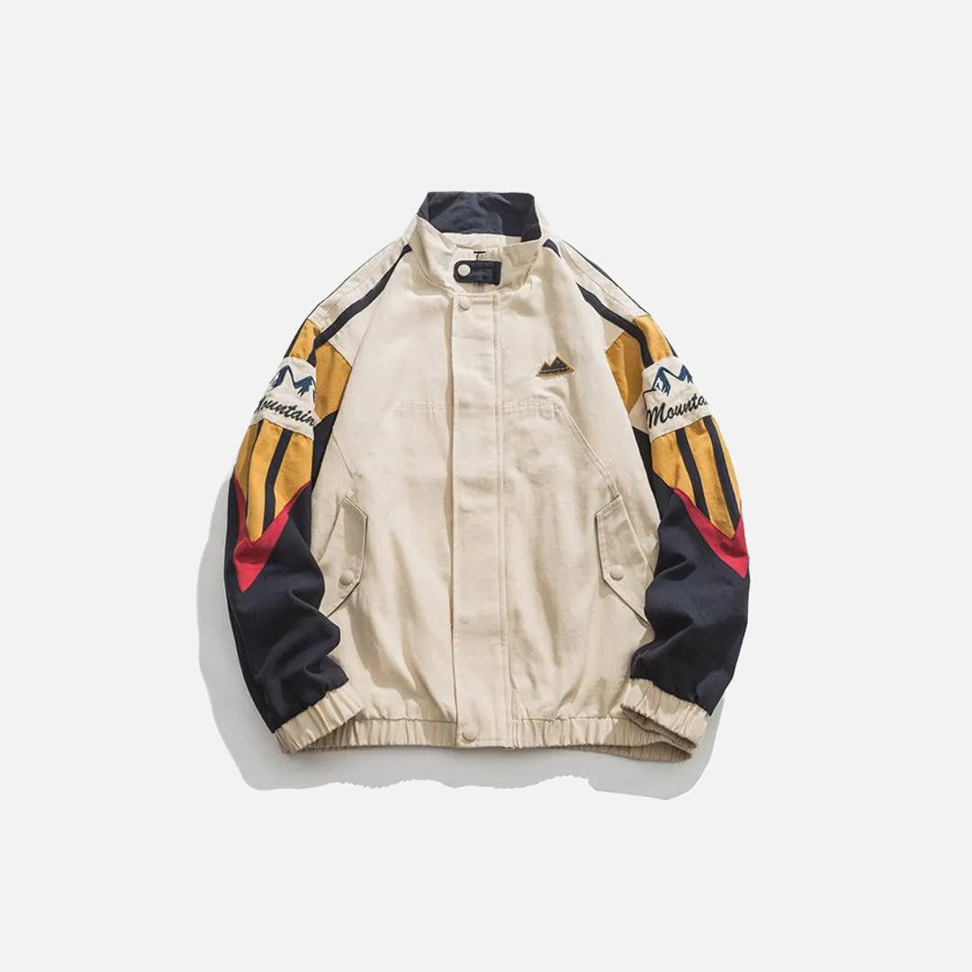 Colorful Patchwork Stand Collar Race Jacket – DAXUEN