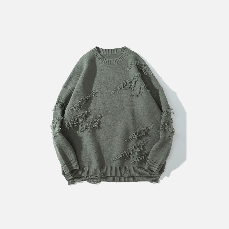 Ruptured Oversized Solid Blank Sweater – DAXUEN