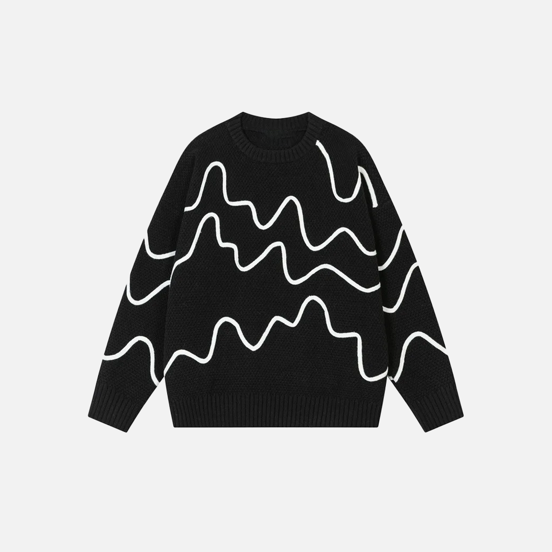 Oversized Wave Pattern Knit Jumper Sweater – DAXUEN