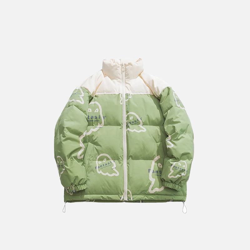 Y2K Ghost Graphic Padded Jacket – DAXUEN