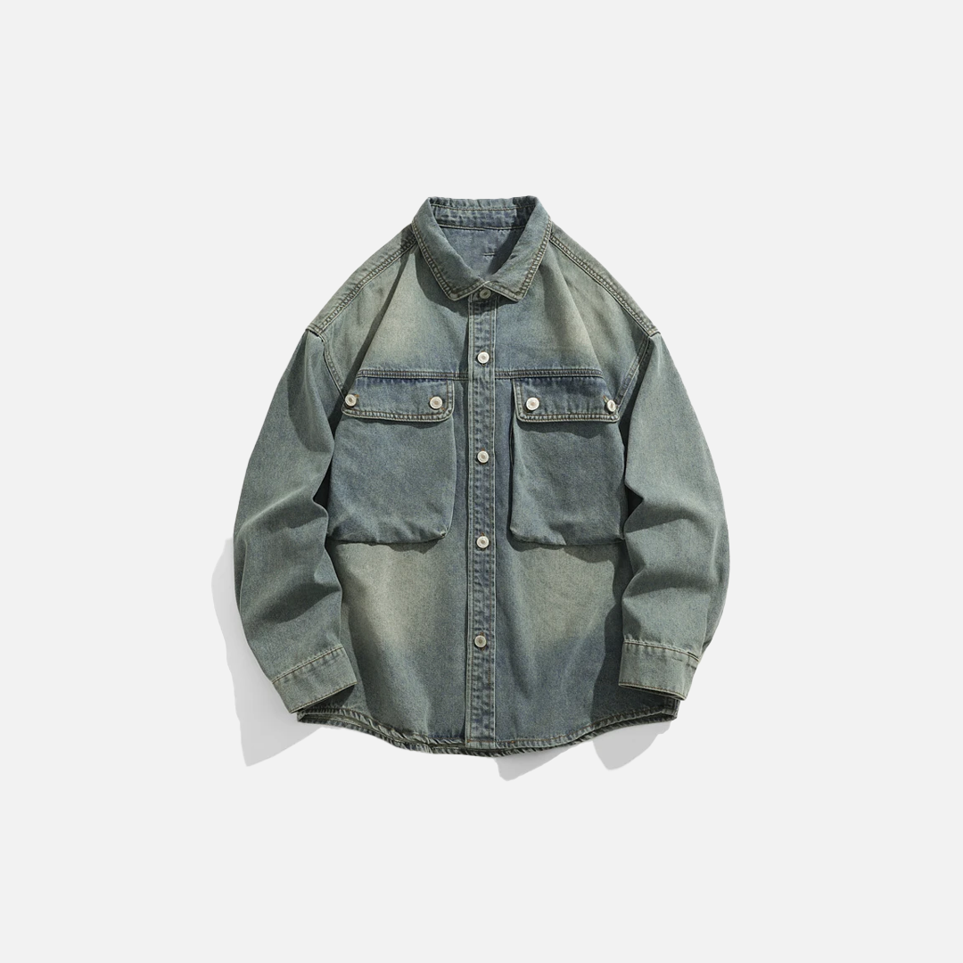 Snowflakes Heavyweight Denim Cargo Jacket – DAXUEN