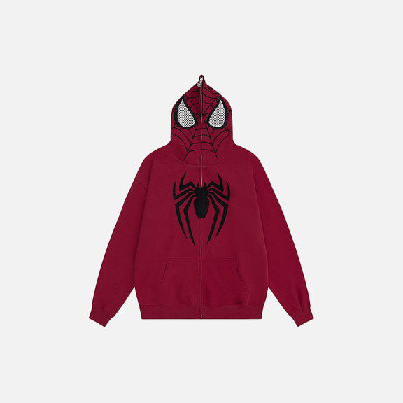 Y2K Zip-up Spider Mask Hoodie – DAXUEN
