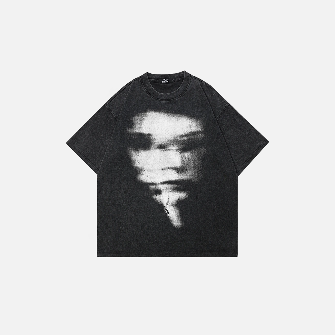 Retro Washed Black Blurry Faces T-Shirt – DAXUEN