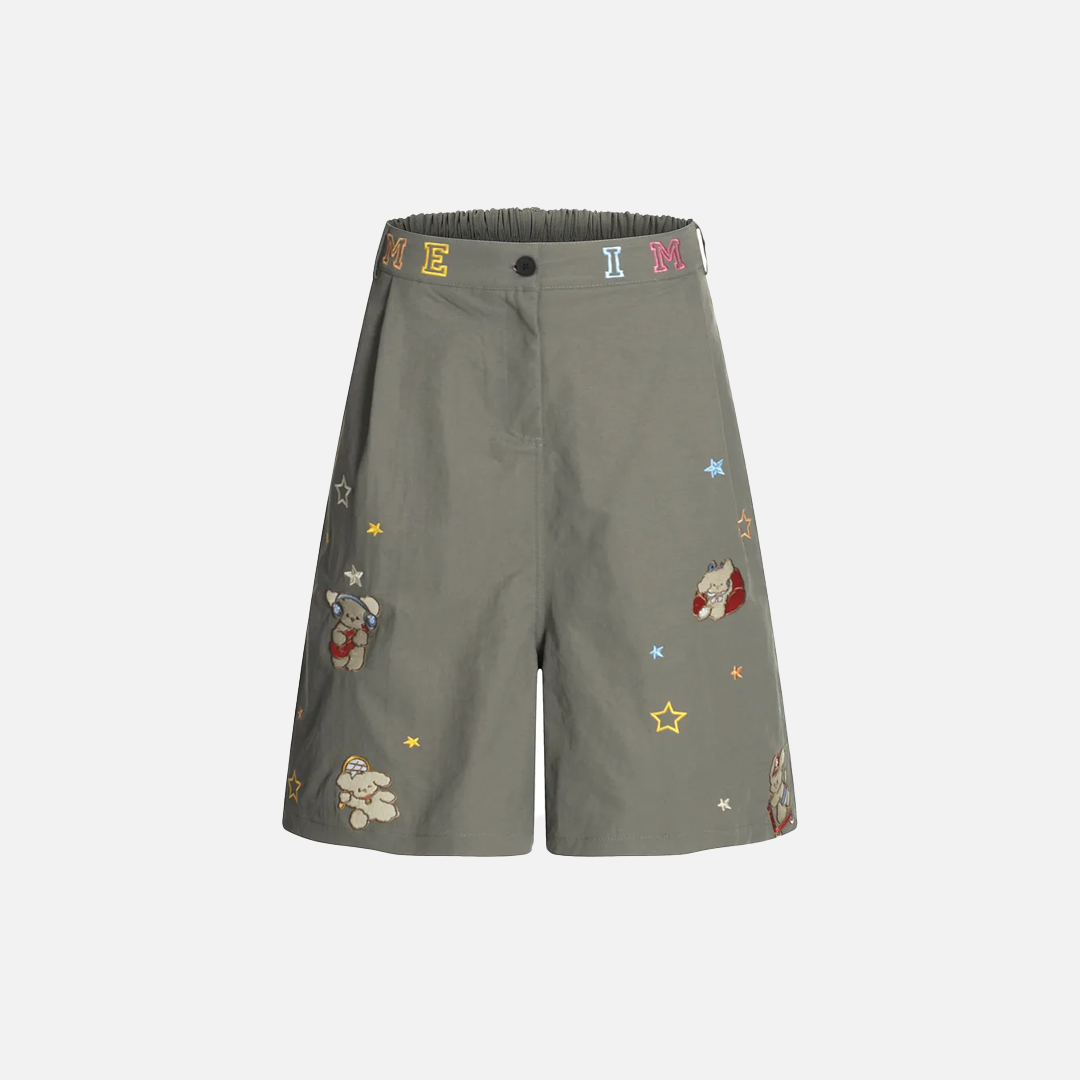 Elastic Waist Cartoon Embroidery Casual Short – DAXUEN