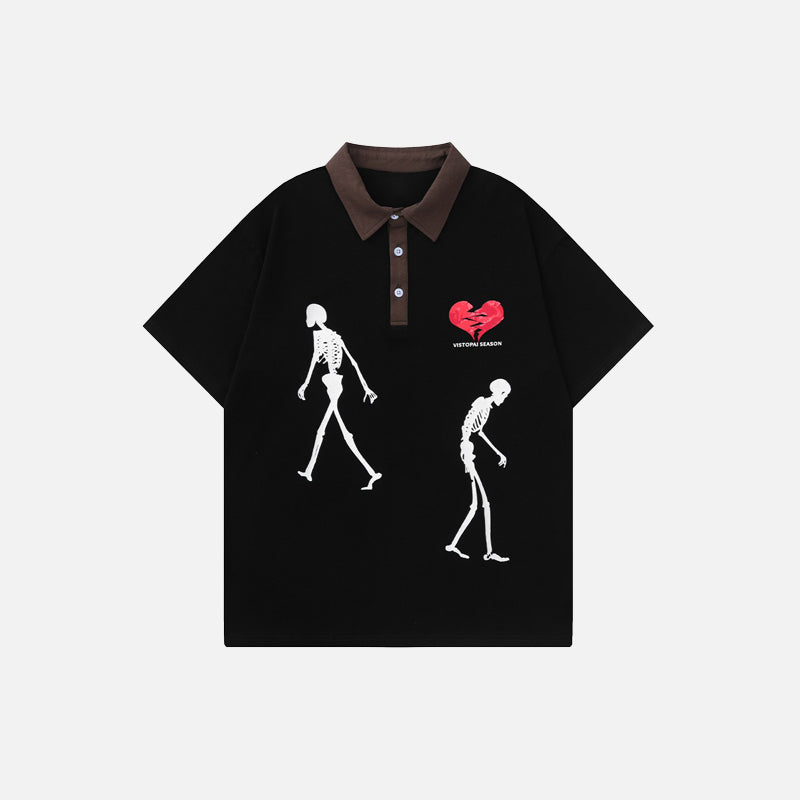 Broken Heart Skeleton Polo T-shirt – DAXUEN