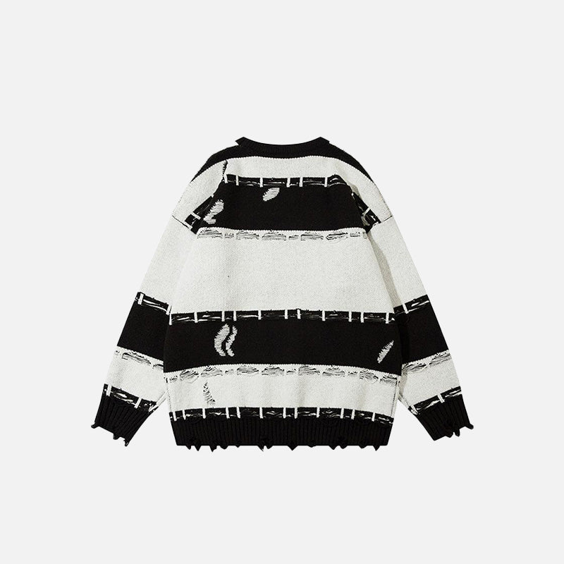 Oversized Ripped Striped Sweater – DAXUEN