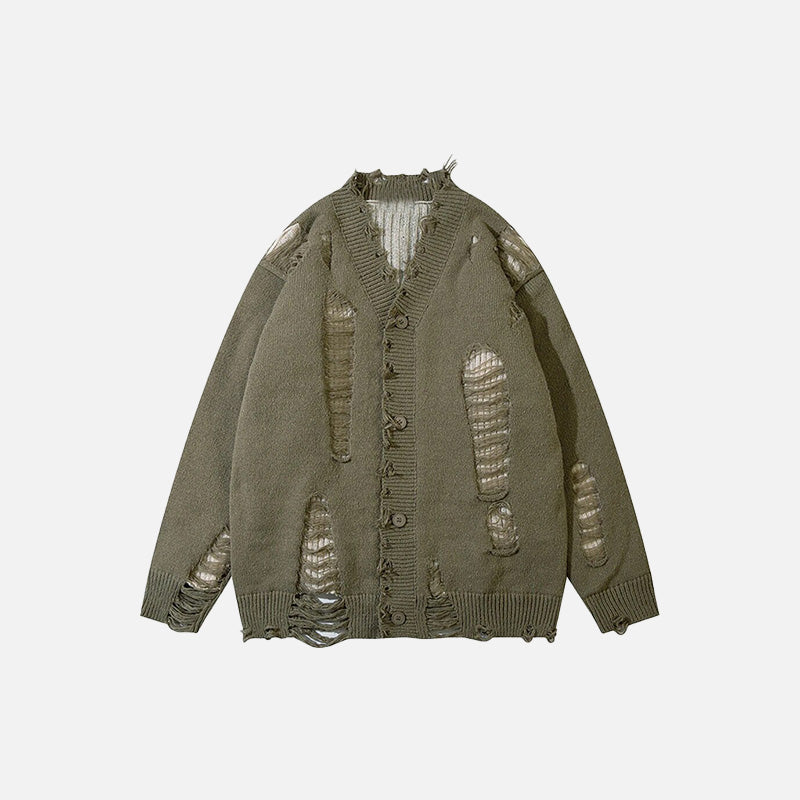 Y2K Ripped V-neck Knitted Cardigan – DAXUEN