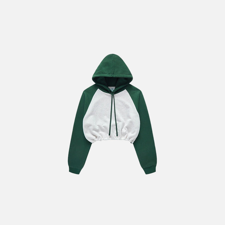 Women's Brick Color Block Cropped Hoodie – DAXUEN