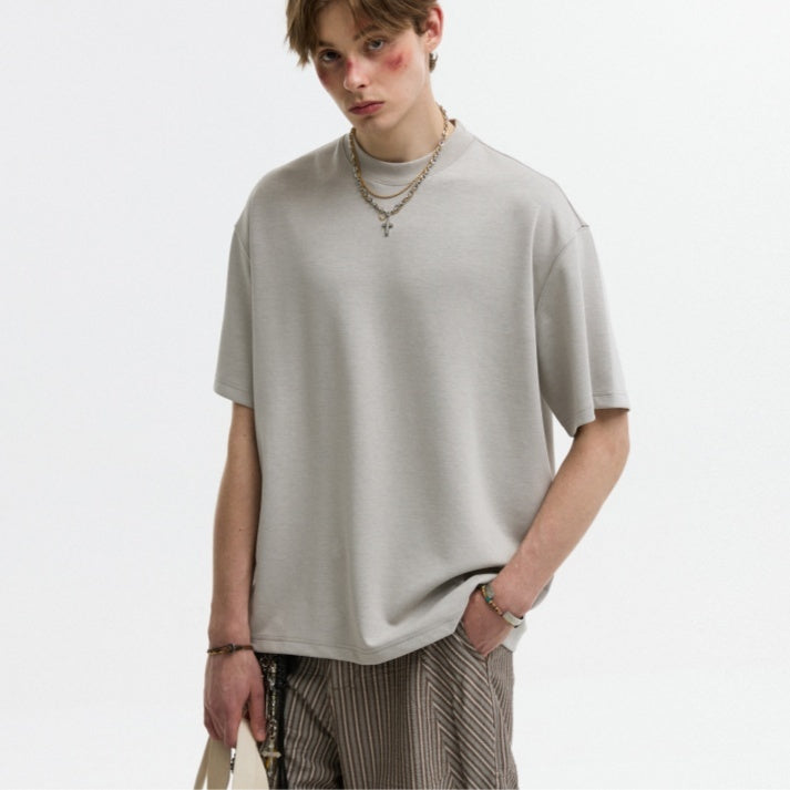 Cuff-turned Color-blocking Cool Short Sleeve Summer Air Layer Quick-dr ...