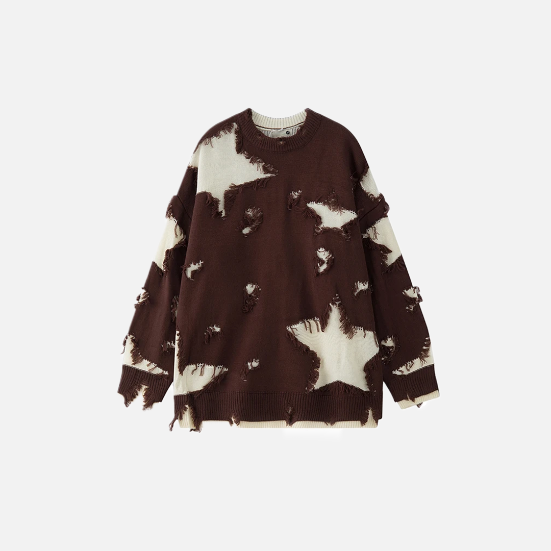 Gothic Trendy Ripped Star Hole Tattered Knit Sweater – DAXUEN