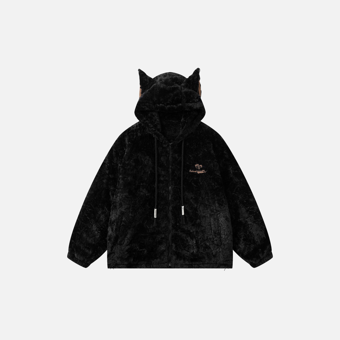 Y2K Cozy Cat Ear Hooded Fleece Furry Jacket – DAXUEN