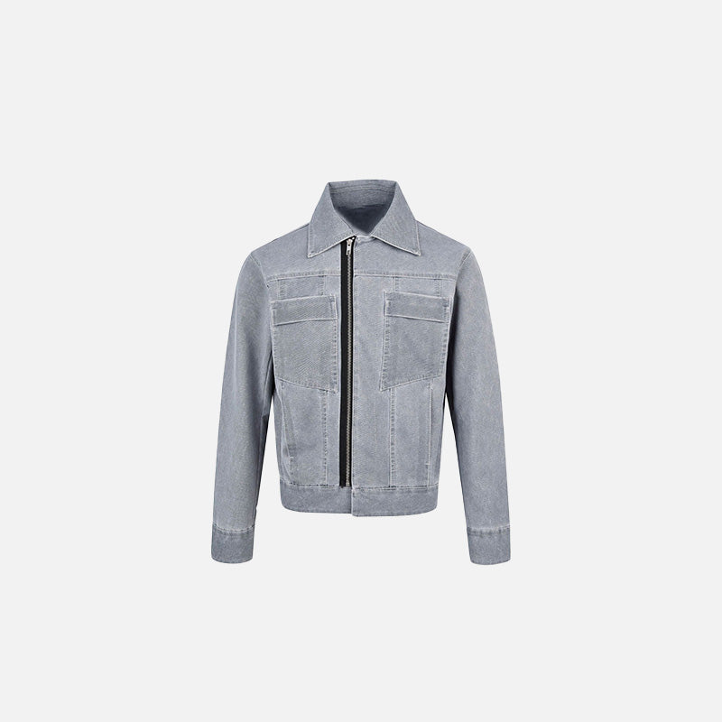 Turn-down collar Zip-Up Denim Jacket – DAXUEN