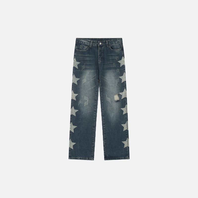 Ripped Side Stars Denim Pants – DAXUEN