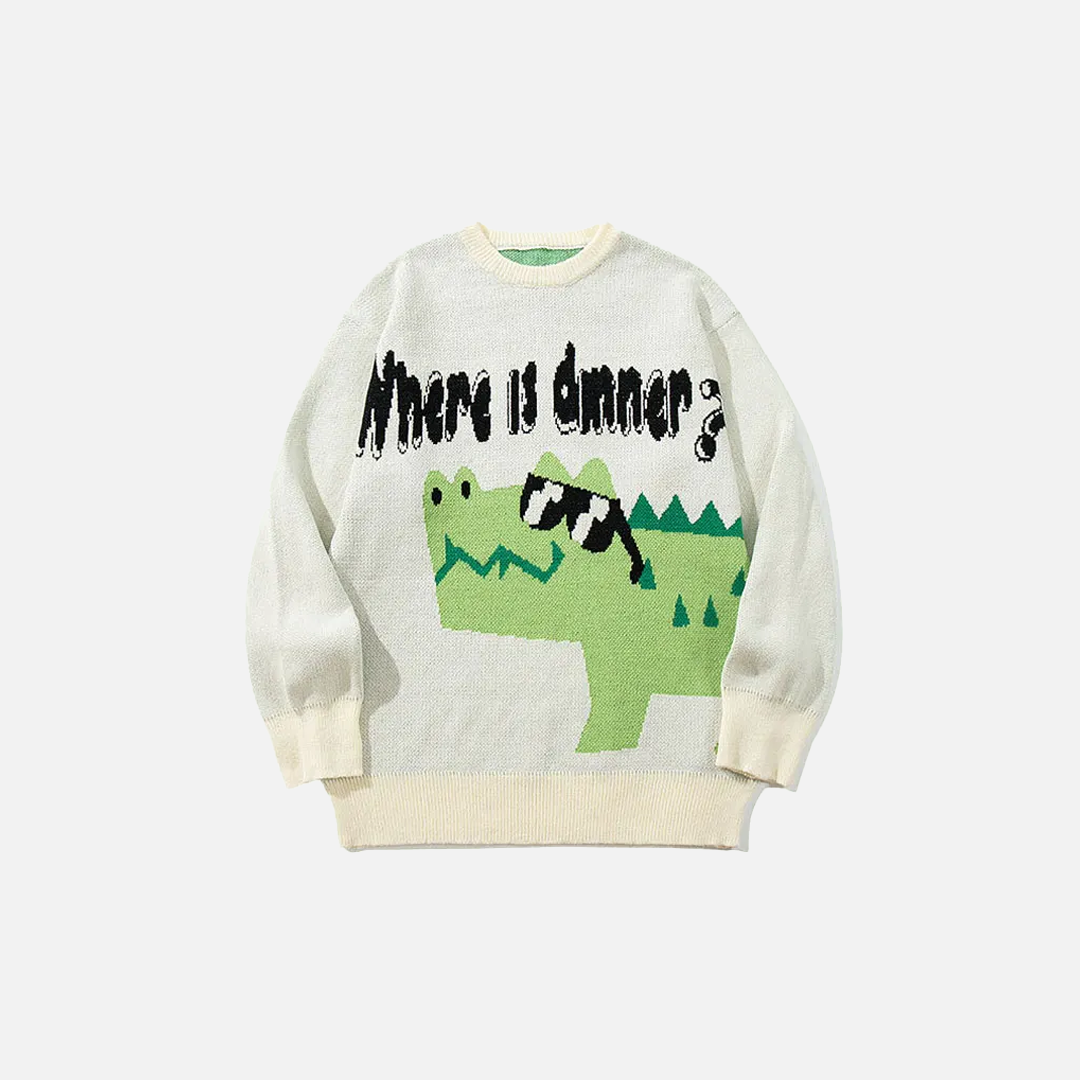 Cozy Oversized Knitted Crocodile Sweater – DAXUEN