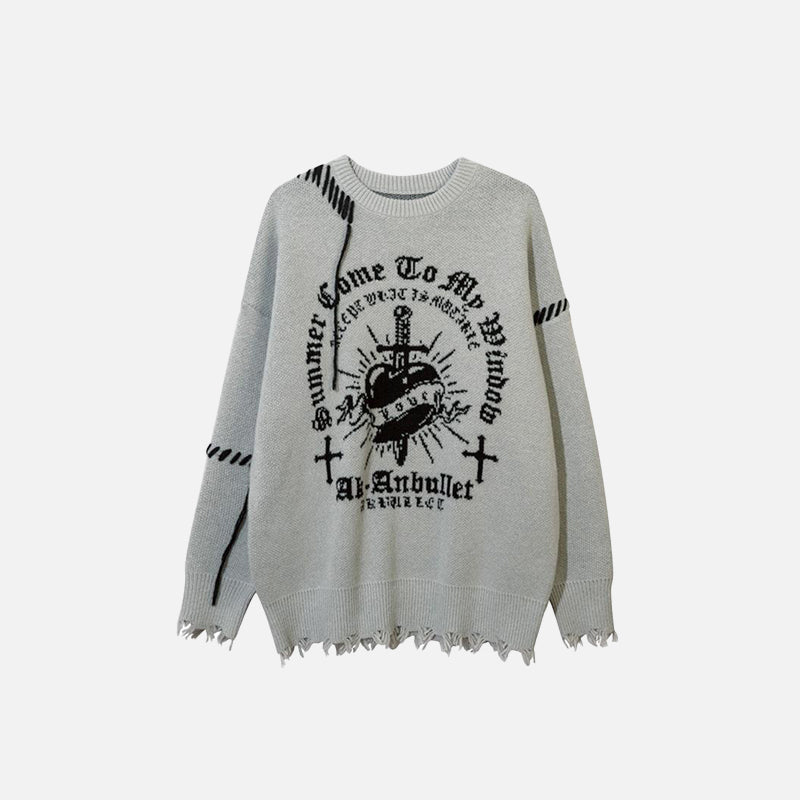 Vintage Ripped Cross Knitted Sweater – DAXUEN
