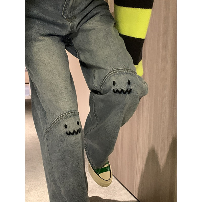 Smiley Monster Vintage Denim Pants – DAXUEN