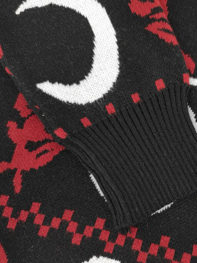 Spooky Moon Skull Pattern Sweater – DAXUEN