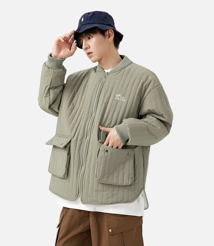Winter High Quilted Solid Color Parka Cargo Jacket – DAXUEN