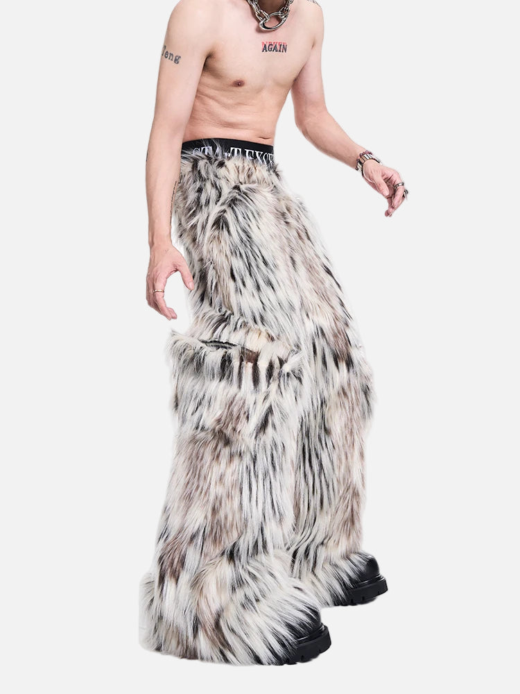 Luxury Leaopard Oversized Faux Fur Casual Pants – DAXUEN