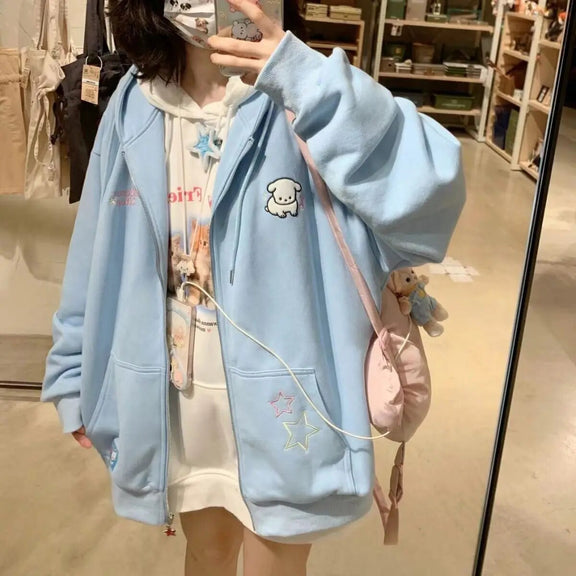 Oversized Cute Zip-up Hoodie – DAXUEN