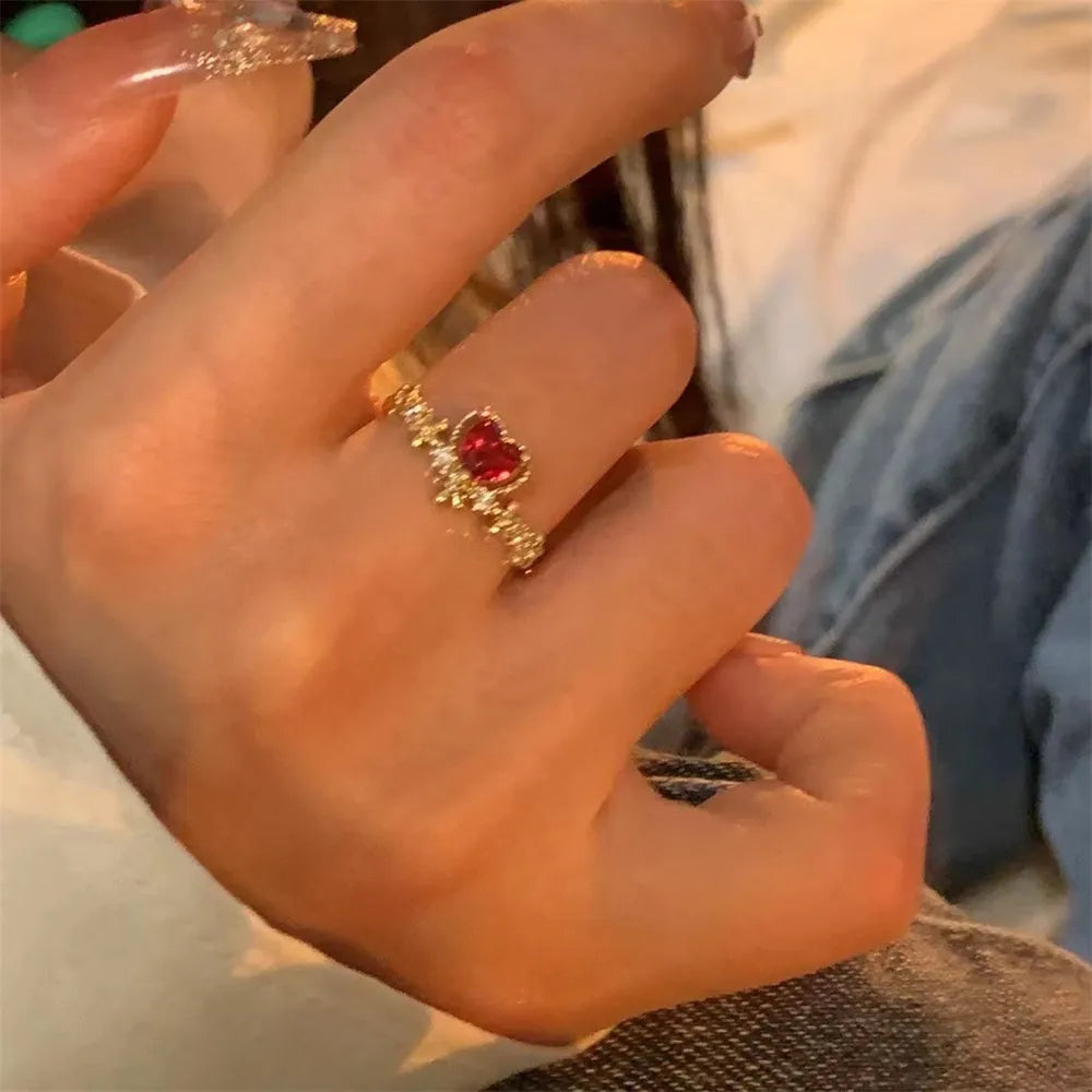 Vintage Crystal Red Gemstone Heart Ring – DAXUEN