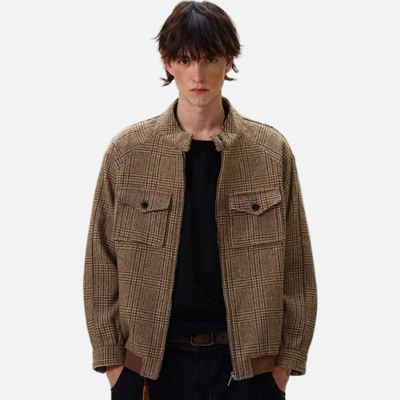 Checkered Brown American High Street Jacket – DAXUEN