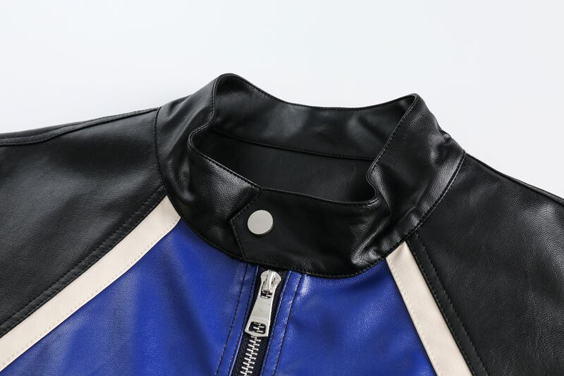 Y2K Star Patchwork Motorcycle Leather Jacket – DAXUEN