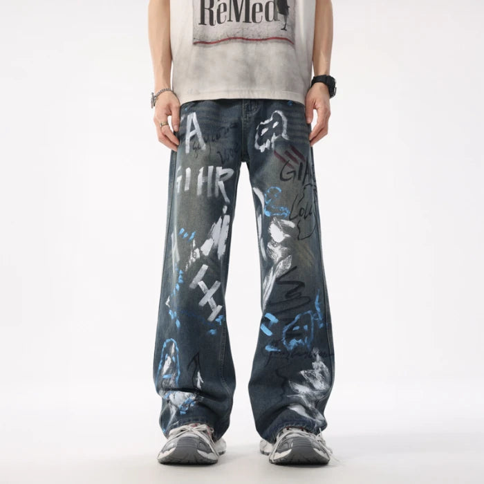 European Summer Tide Graffiti Loose Jeans – DAXUEN