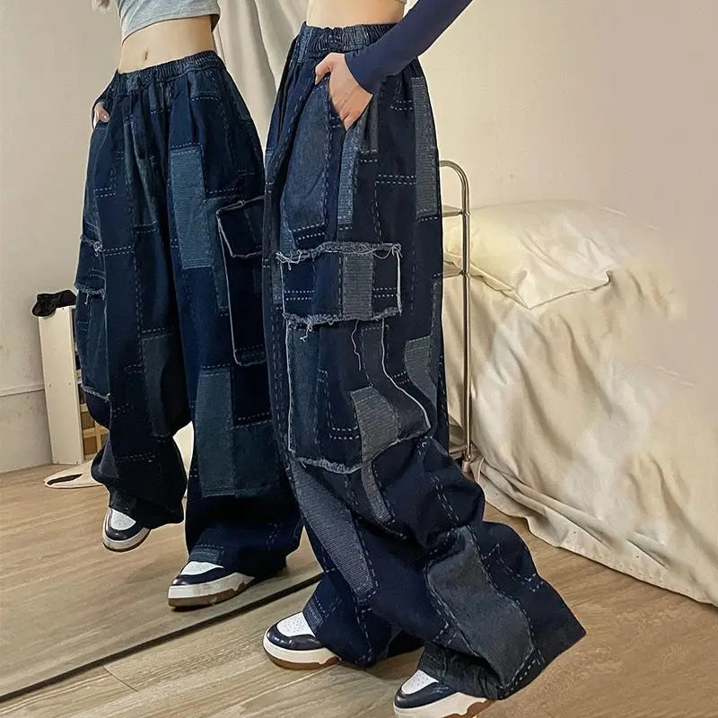 Y2k Denim Vintage Patchwork Baggy Pants – DAXUEN