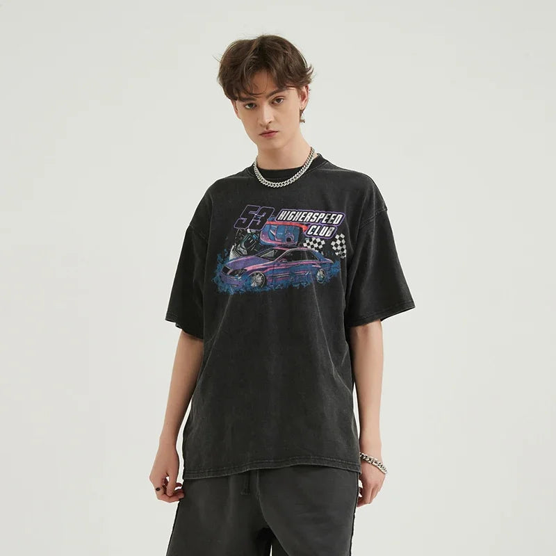 Y2k Loose Higher Speed Racing Club T-shirt – DAXUEN