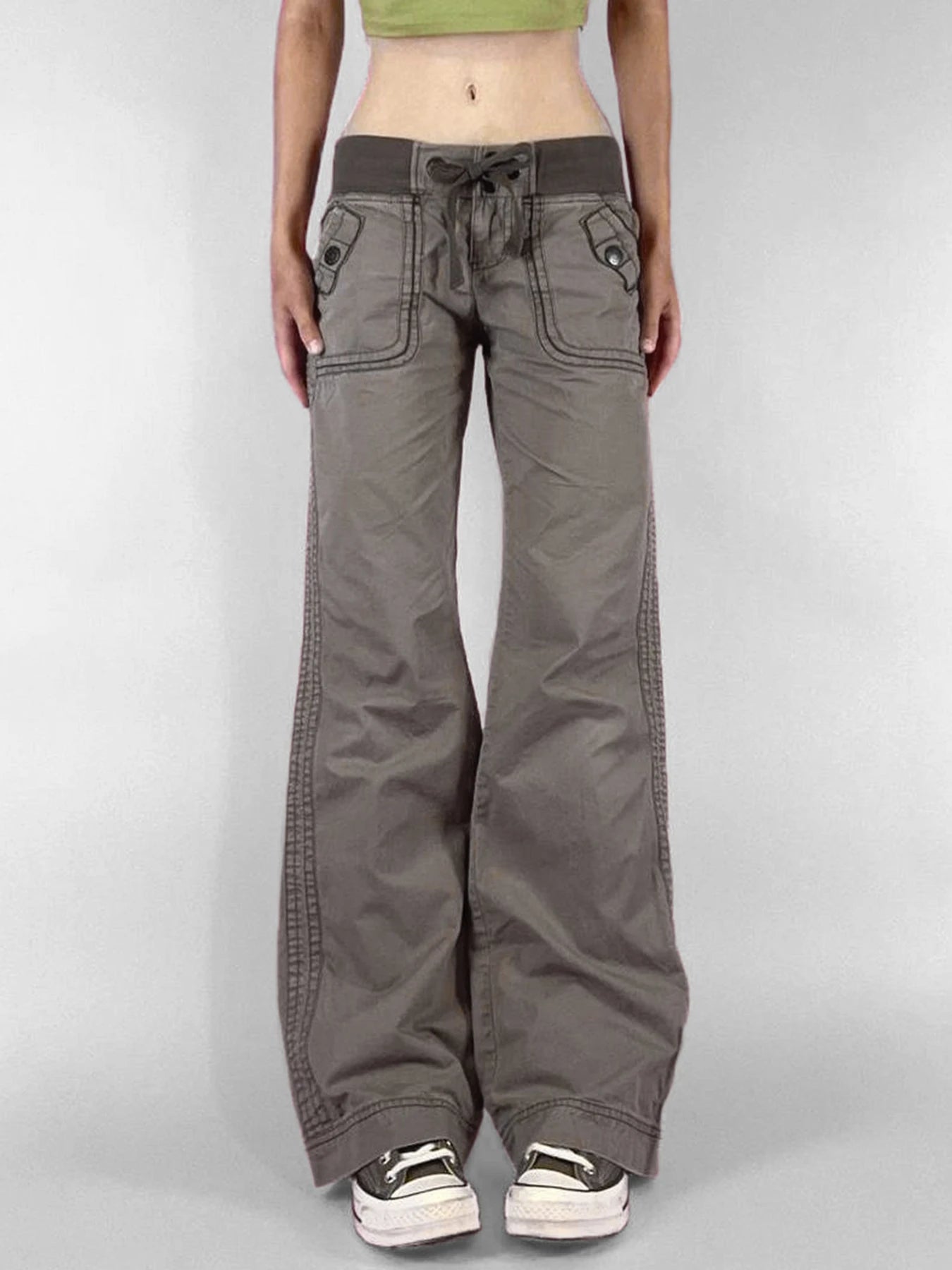 Retro Lace Up Low Rise Pants – DAXUEN