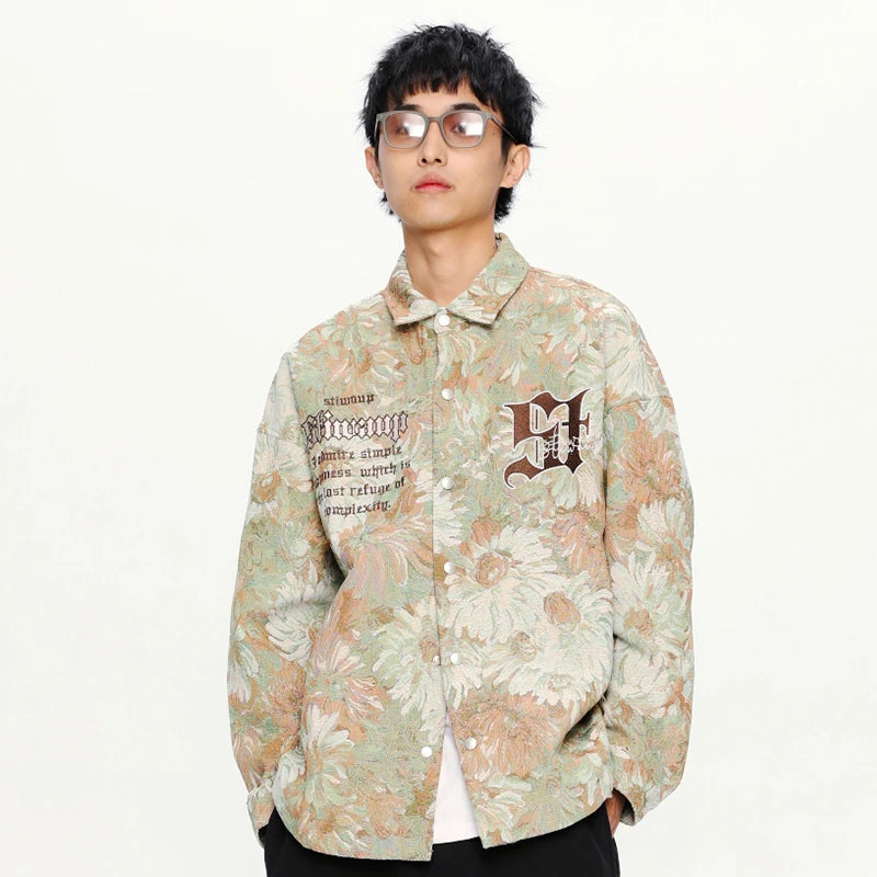Trendy Gothic Daisy Print Varsity Jacket – DAXUEN