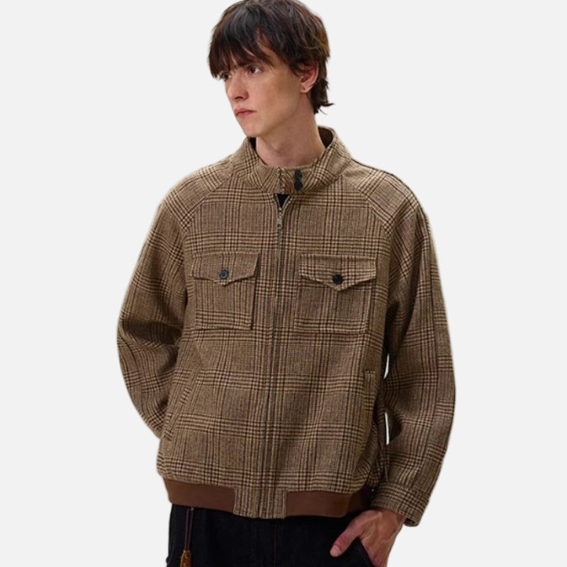Checkered Brown American High Street Jacket – DAXUEN