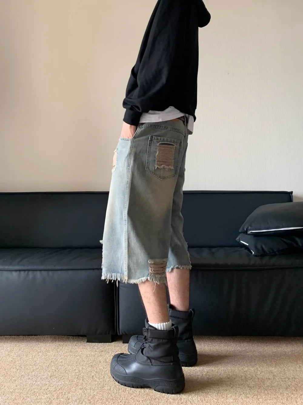 Washed Distressed Jorts – DAXUEN