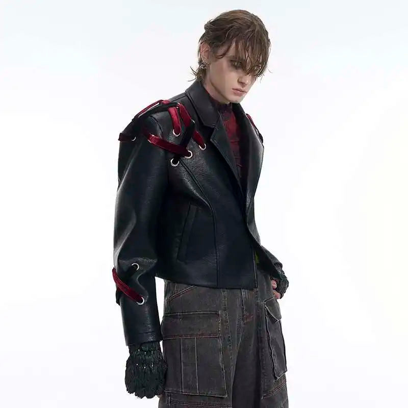 Everyday Essential Ribbon Design Leather Jacket – DAXUEN