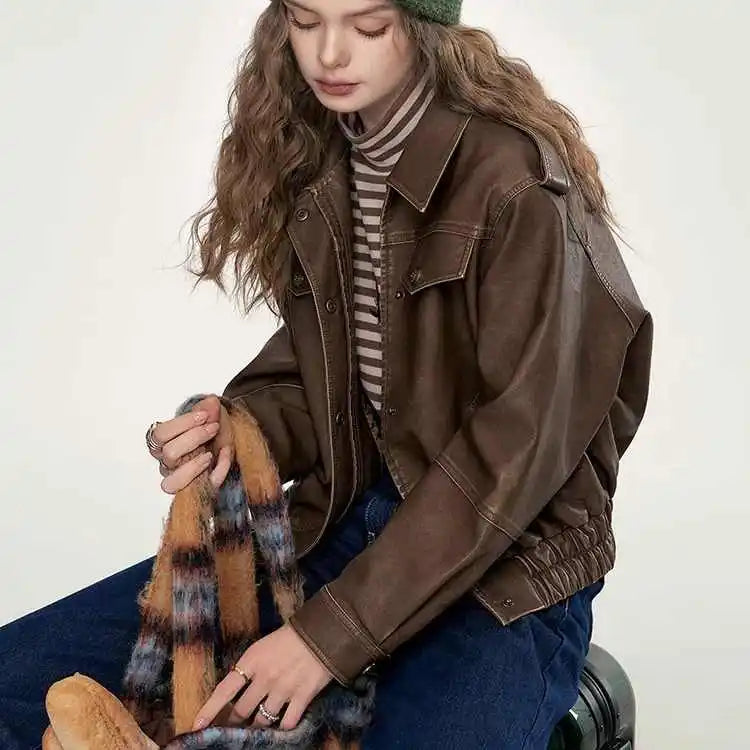 Vintage American Style Retro Maillard Style Jacket – DAXUEN