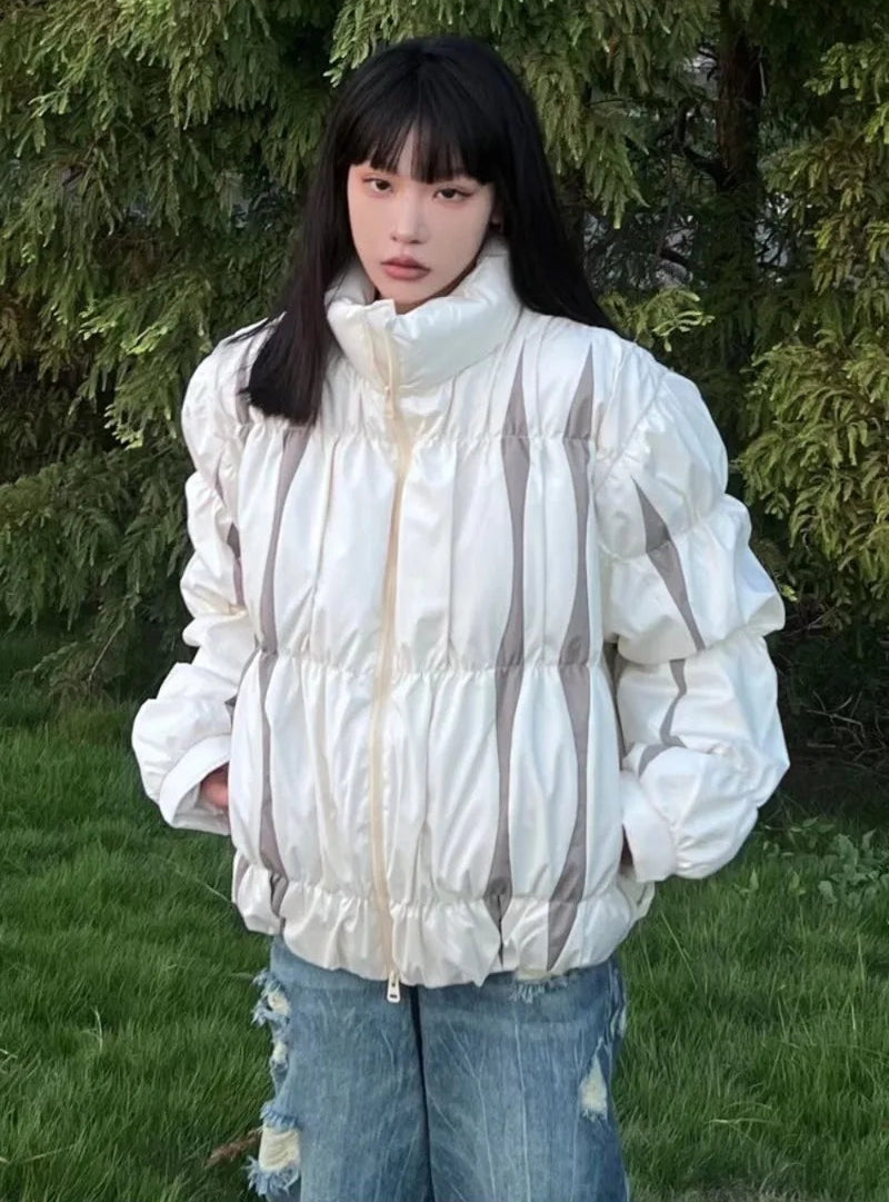 Colorful Striped Fluffy Hip Hop Puffer Jacket – DAXUEN