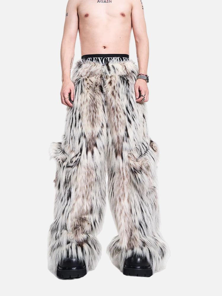 Luxury Leaopard Oversized Faux Fur Casual Pants – DAXUEN