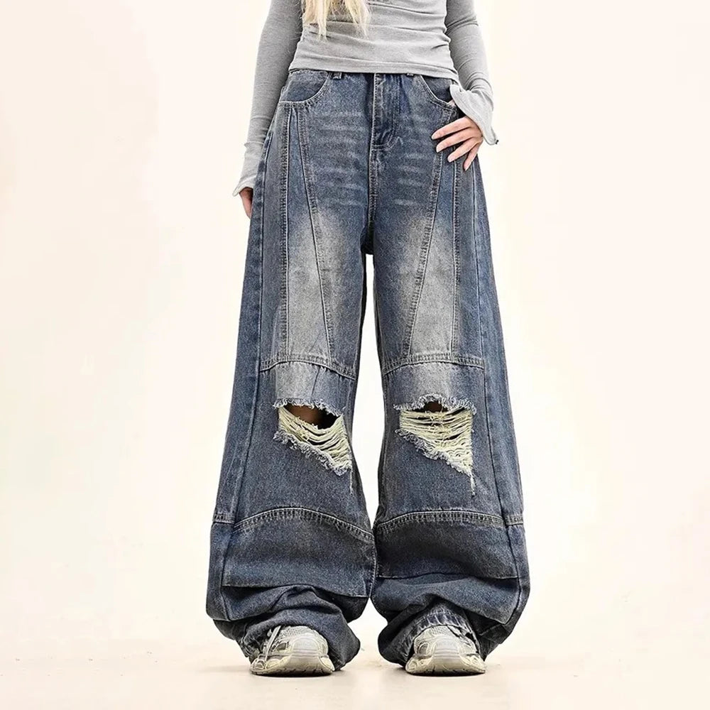 American Style Solid Color Ripped Jeans – DAXUEN