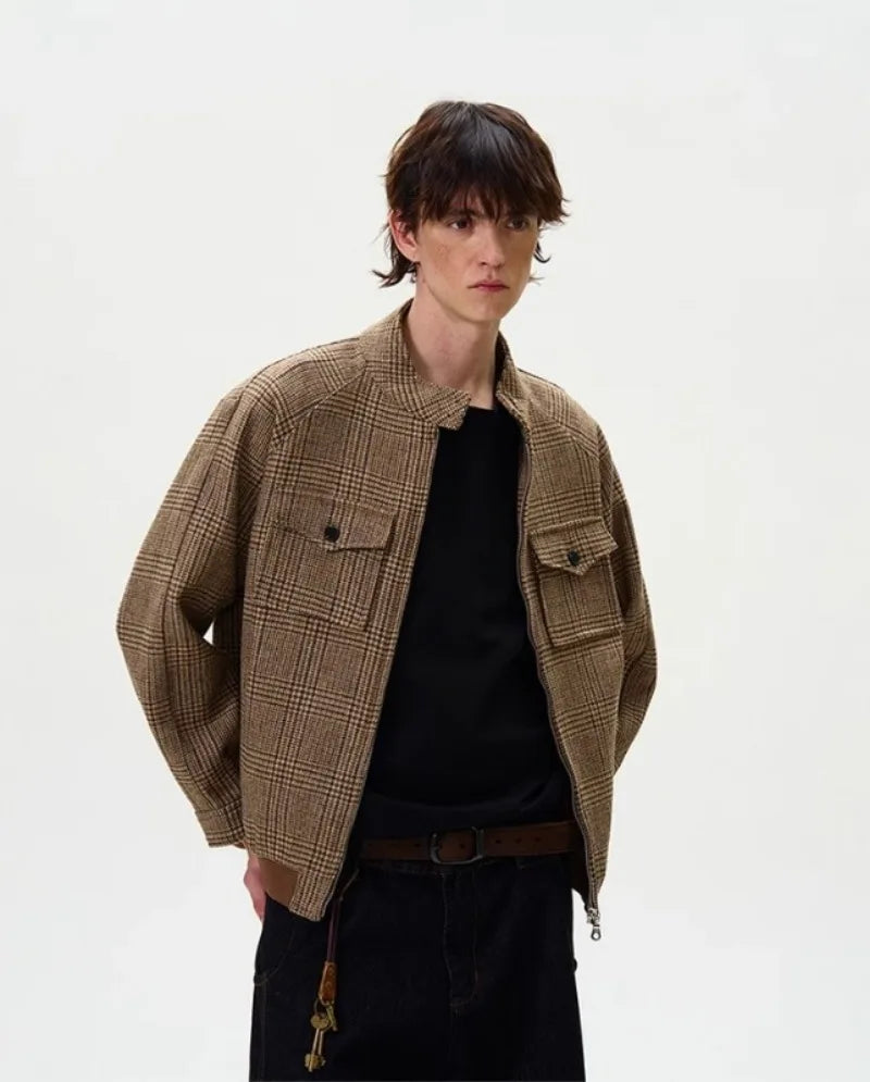 Checkered Brown American High Street Jacket – DAXUEN